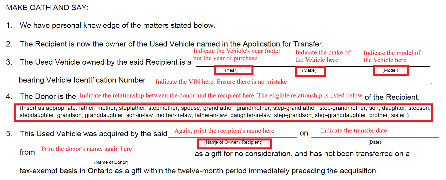 Sworn Statement for a Family Gift of a Used Car - NotaryServe®